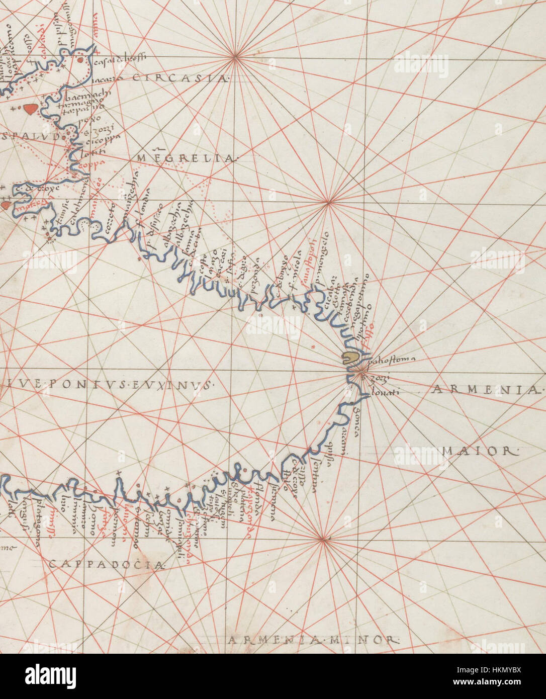 This portolan map by Battista Agnese, created around 1550, details the ...