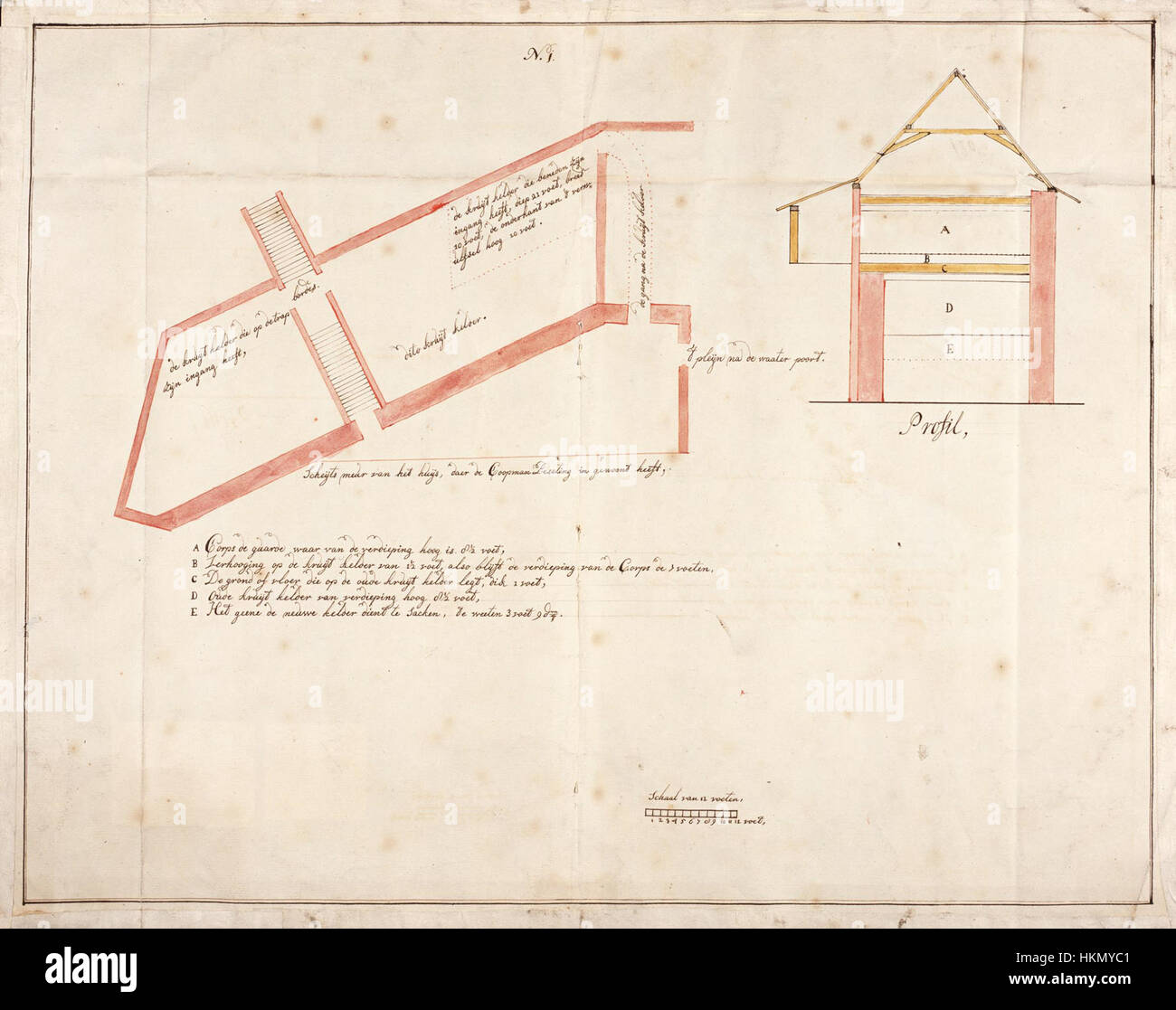 This map shows the layout of the powder cellars at Batavia, a ...