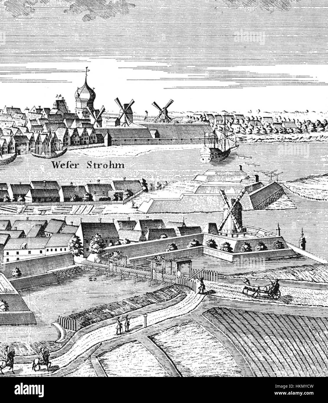 'Bastionen' by an unknown artist from 1729 depicts the fortifications ...