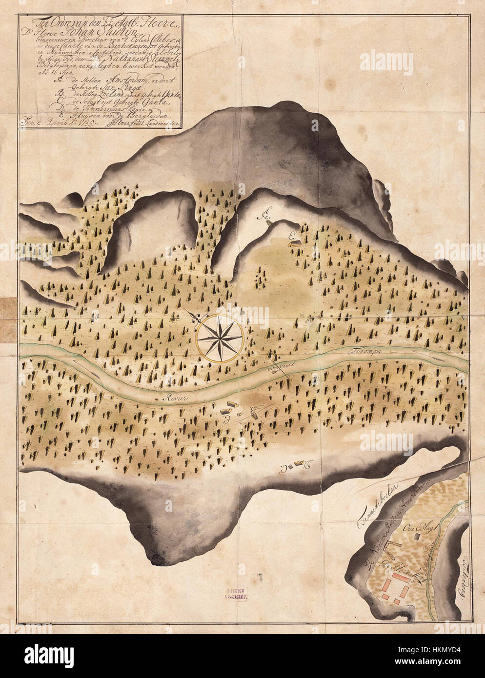 This historical chart, AMH-5487-NA, maps the Bantimoerang mountains and ...
