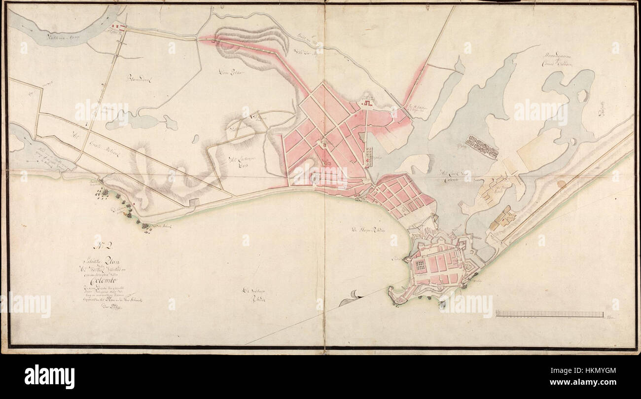 A historical map showing the city of Colombo and its surrounding ...