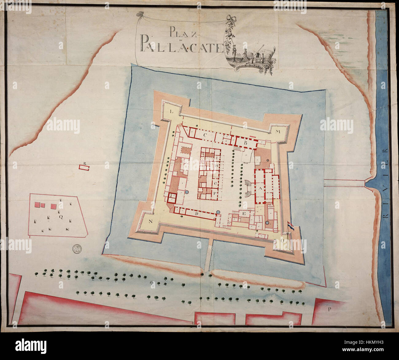 A historical map titled 'Map of the fort at Paliacatte'. This map ...
