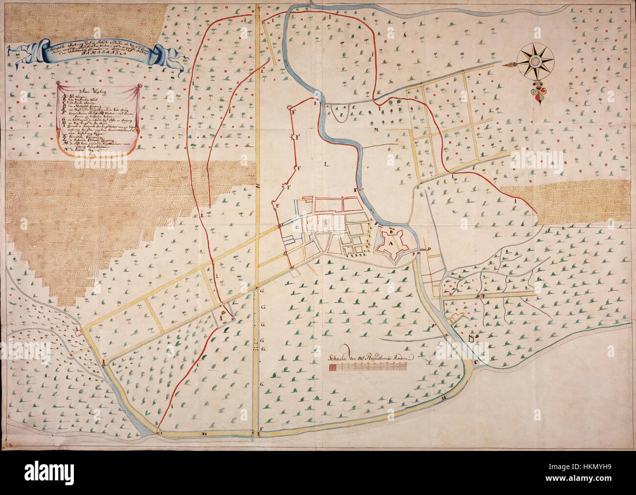A historical map of Semarang, an important Indonesian port city ...