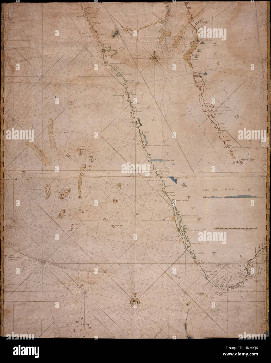 A map depicting the coasts of Decan and Malabar, covering the area from ...