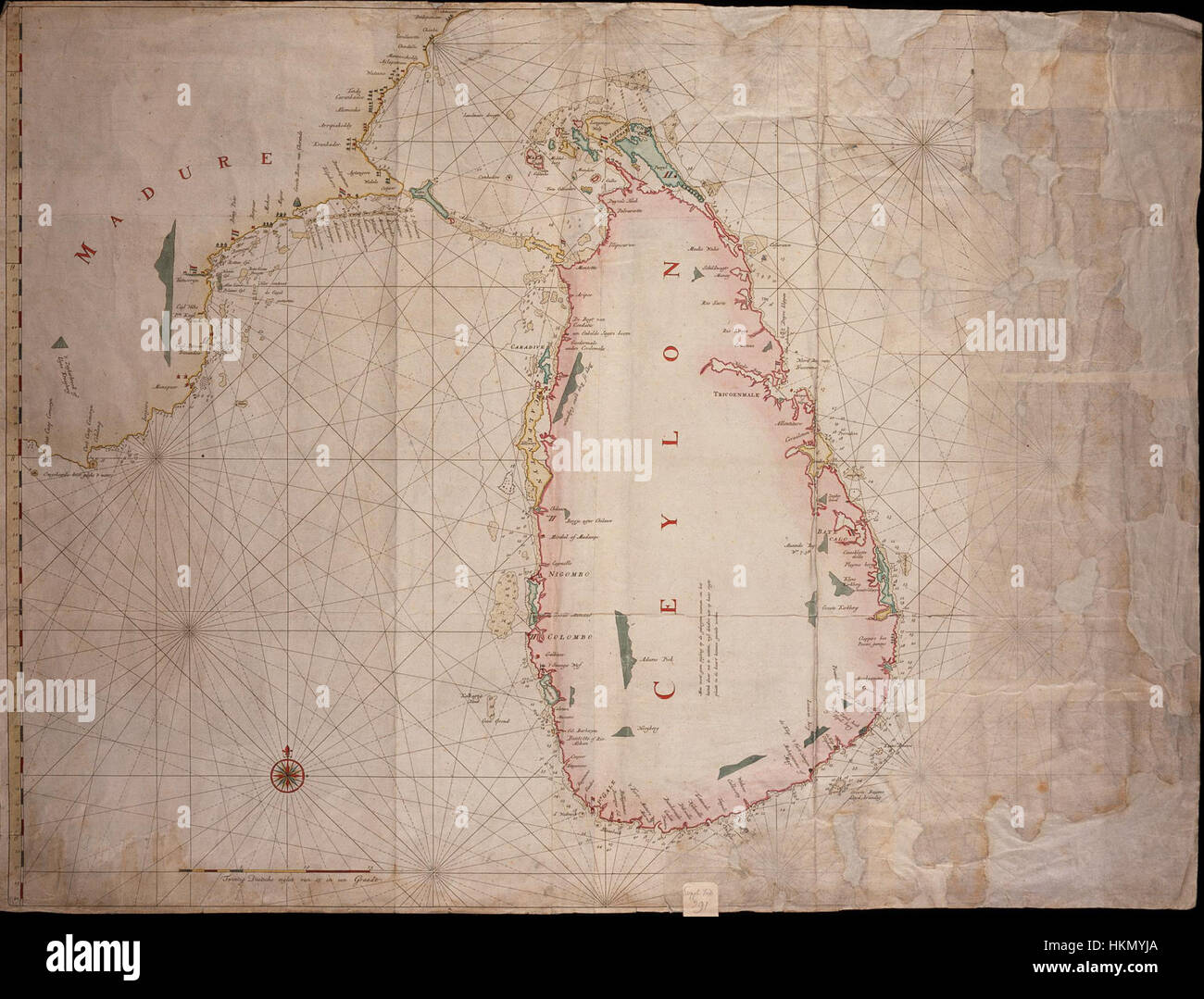 This map, AMH-5608-NA, depicts the southern point of Ceylon (modern-day ...