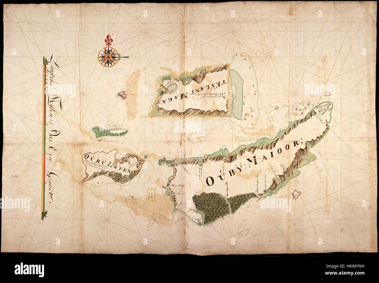 This historical map depicts Oubyse Island and its surrounding areas ...
