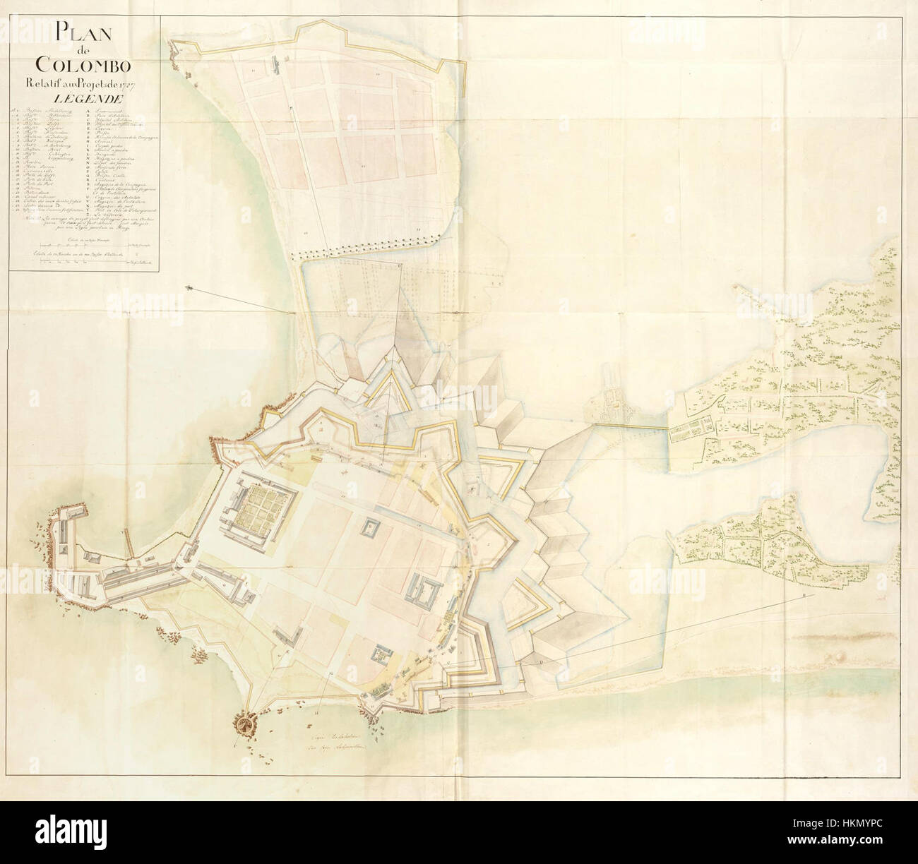 AMH-6112-NA Map of the castle of Colombo Stock Photo - Alamy
