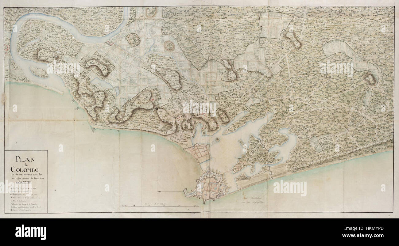 This historical map depicts Colombo and its surrounding areas ...