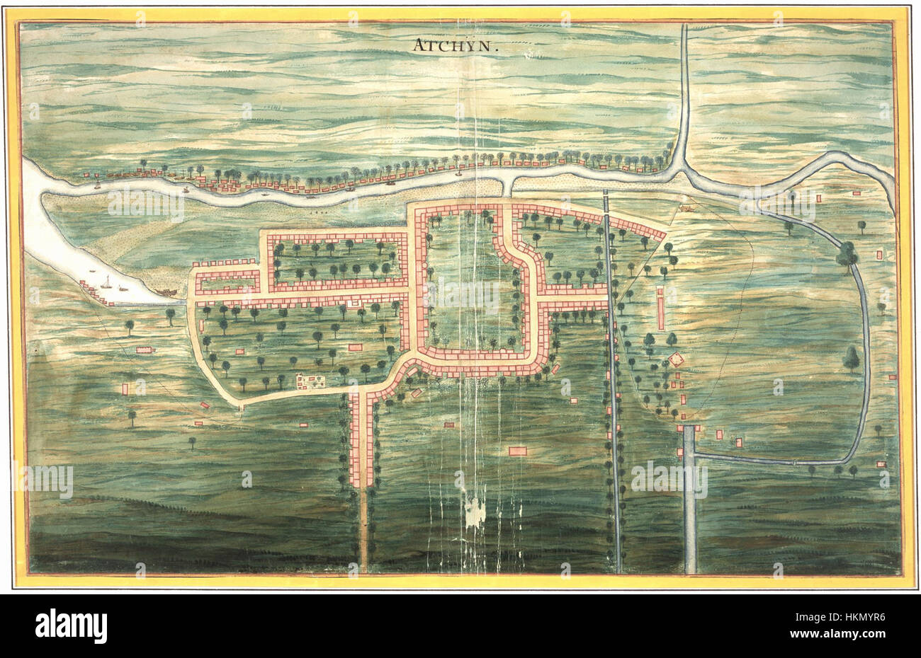 The map of the city of Atjeh is an early 20th-century cartographic work ...