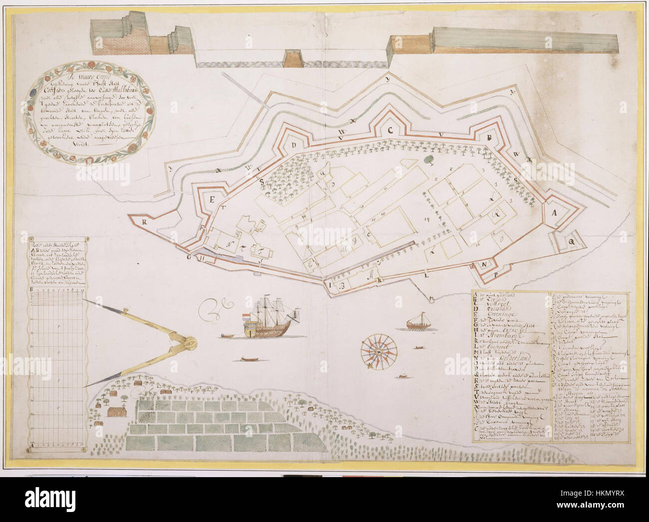 The map of Cochin, an important city in India, showcases its historical ...