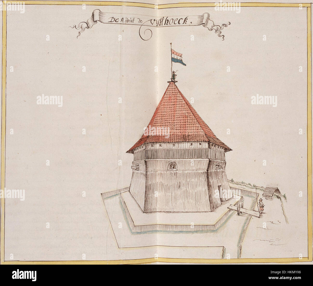 The painting 'View of the Vijfhoek Redoubt near Batavia' depicts the ...