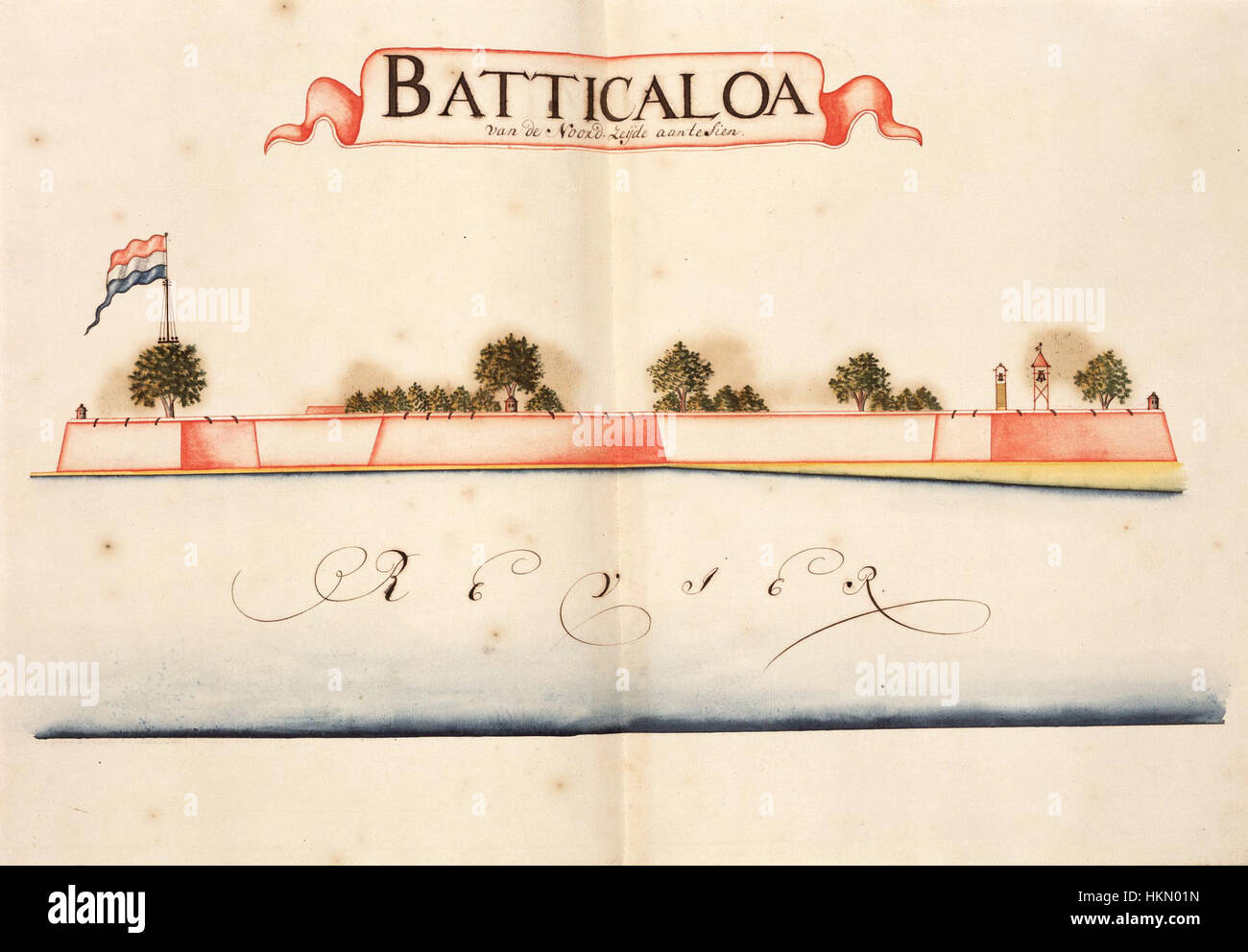 'AMH-6584-NA' depicts a view of the fort of Baticaloa, located in Sri ...