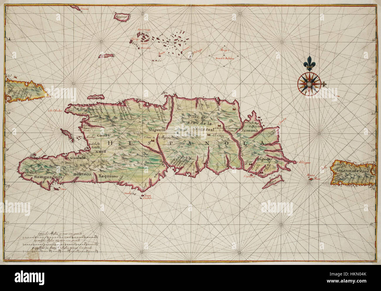 This historical map, AMH-6760-NA, details the geography of Hispaniola ...