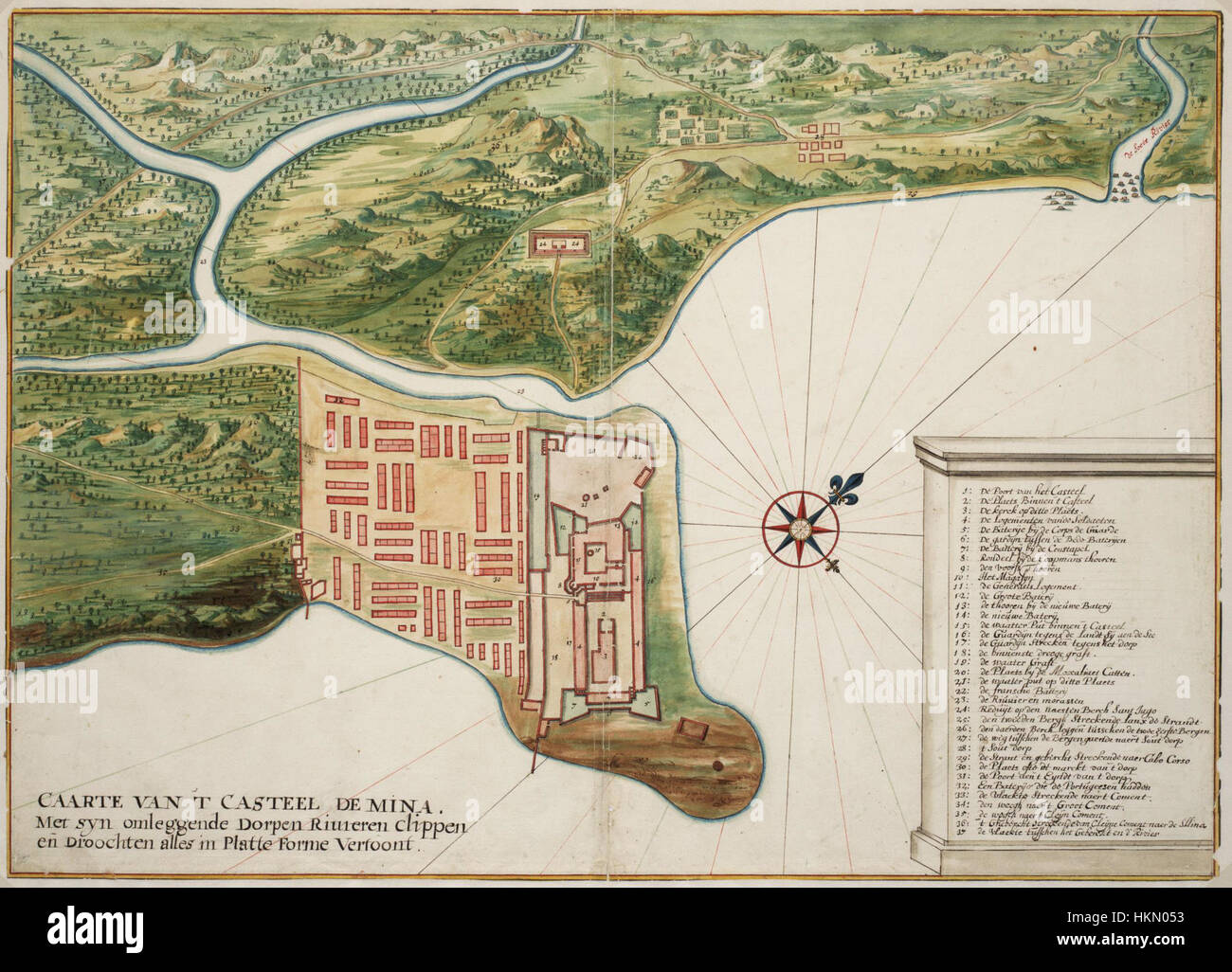 This map shows the El Mina Fort, a historically significant site in ...