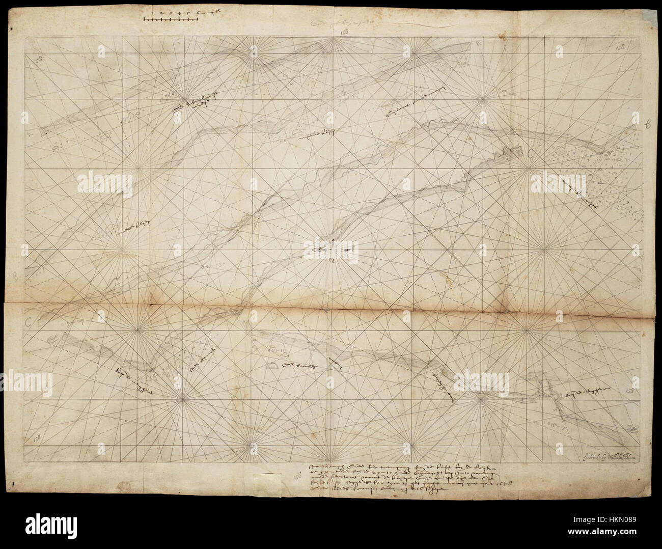 A historical painting depicting views of the African coast, from Cabo ...
