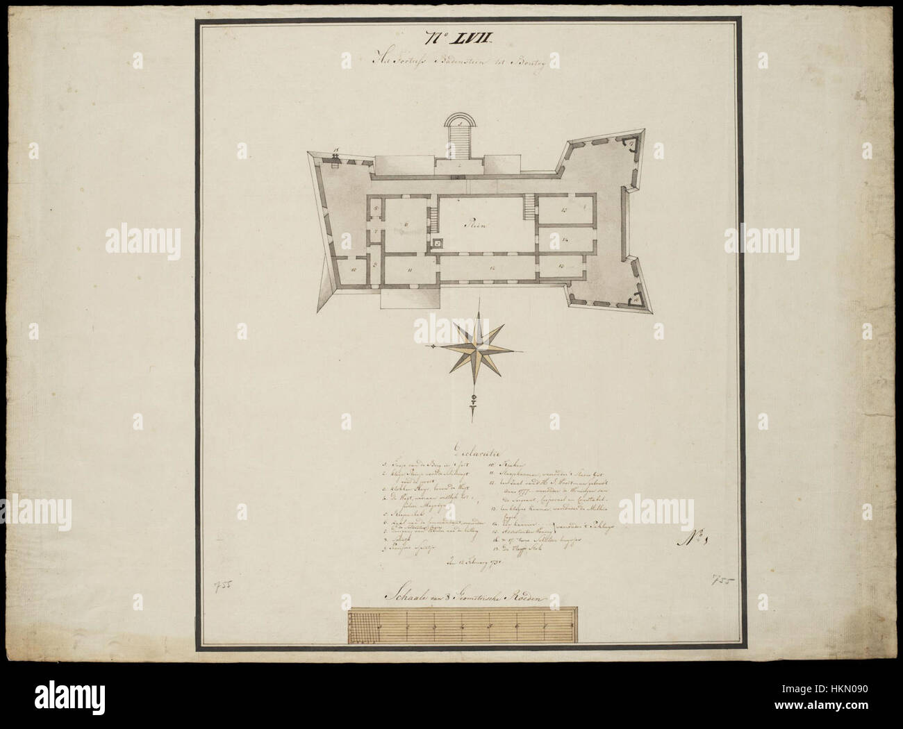 A floor plan illustration of the Batenstein fort at Butri, showcasing ...
