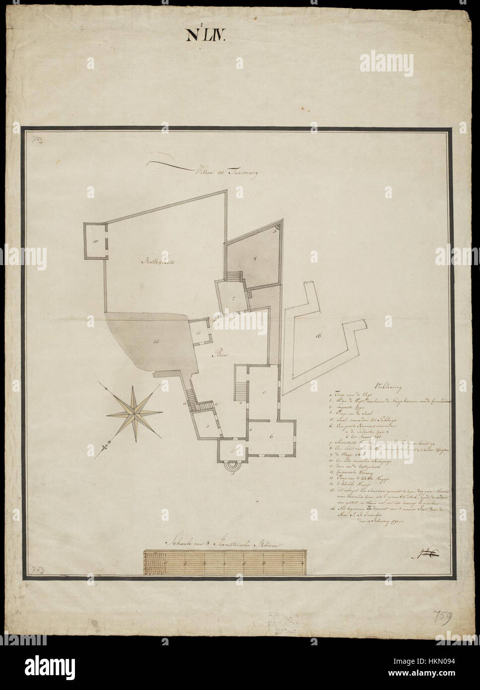 The floor plan of the Witsen Fort at Tacorary, depicted in the AMH-7692 ...