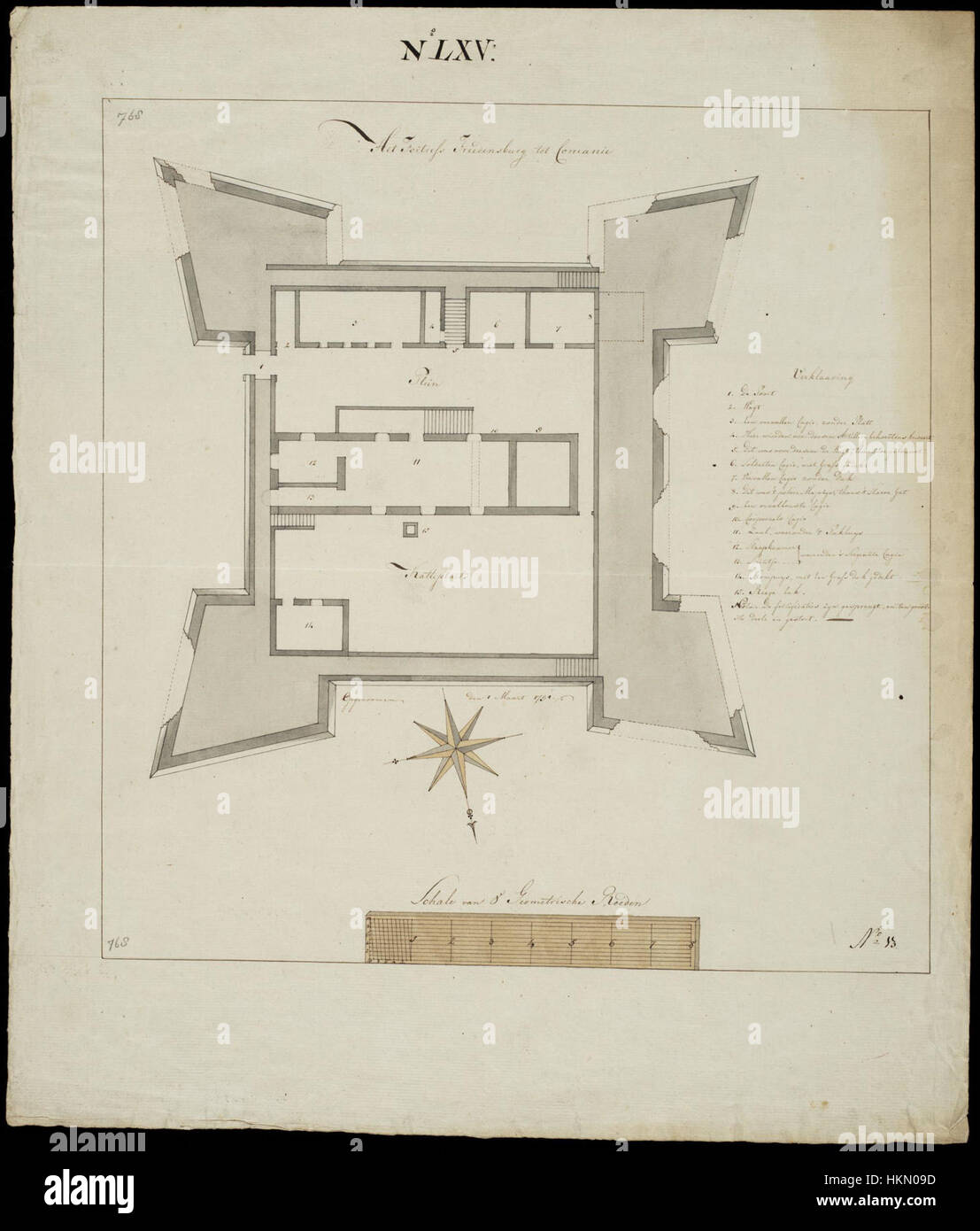 AMH-7701-NA Floor plan of the Vredenburg fort at Kommenda Stock Photo ...