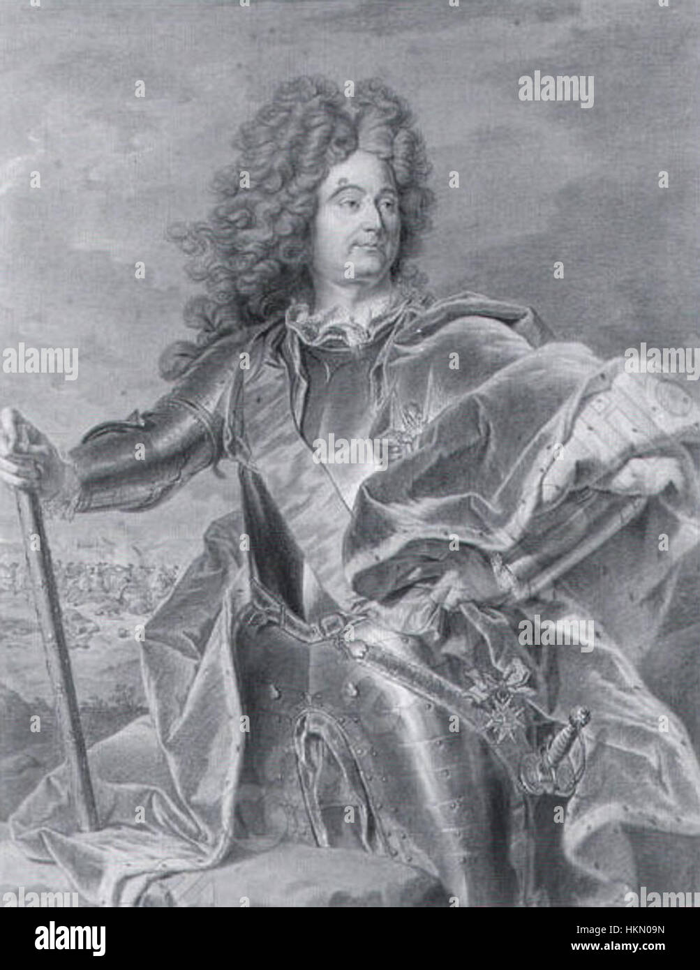 This historical piece, from the *1704* period, is a portrait of the Duc ...