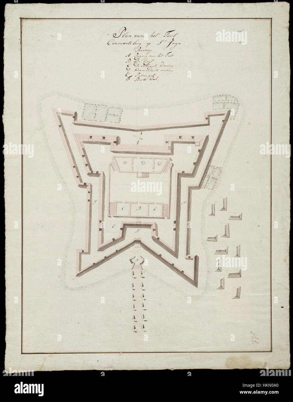 A floor plan of Fort Coenraadsburg, an important historical ...