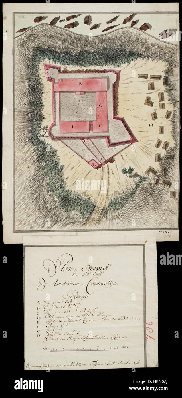 This floor plan illustrates the layout of the Amsterdam fort at ...