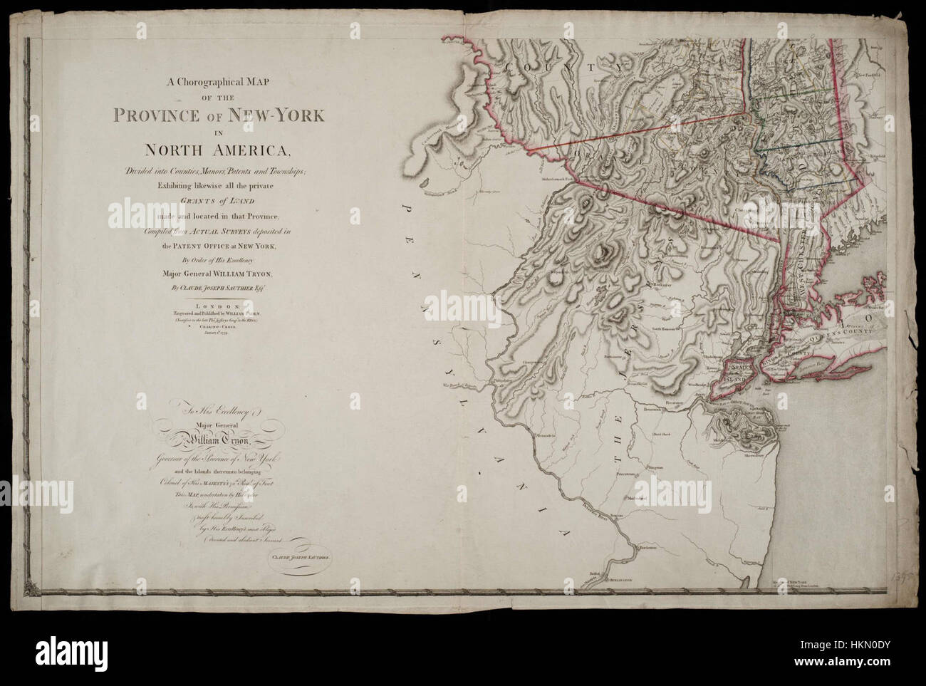 A historical chart fragment from the province of New York, detailing ...