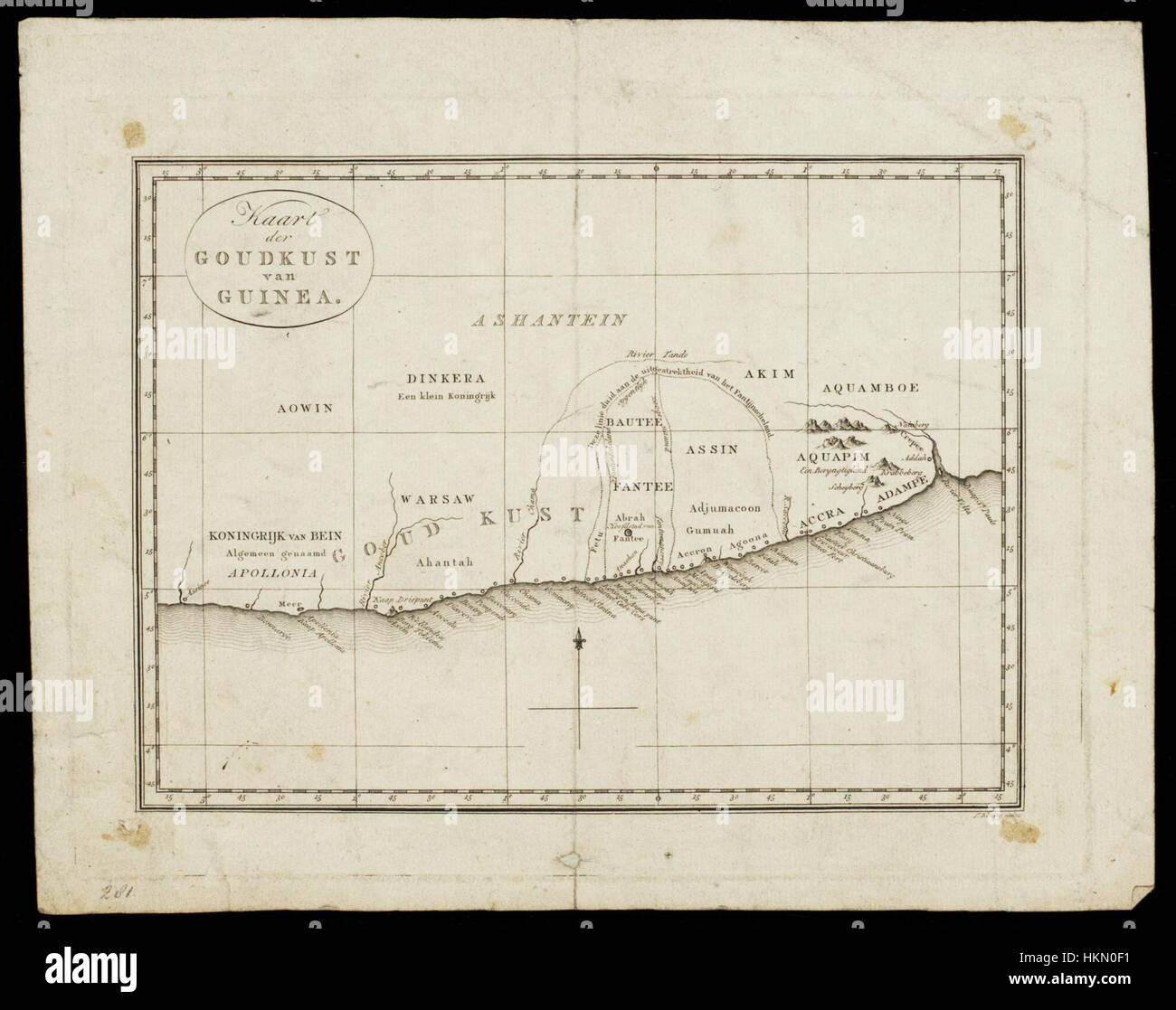 This historical map depicts the Gold Coast, now known as Ghana, and ...