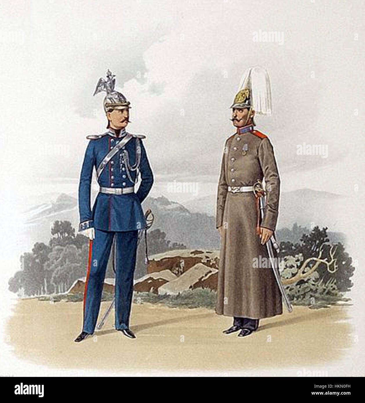 This artwork showcases the evolution of Russian Imperial army uniforms ...