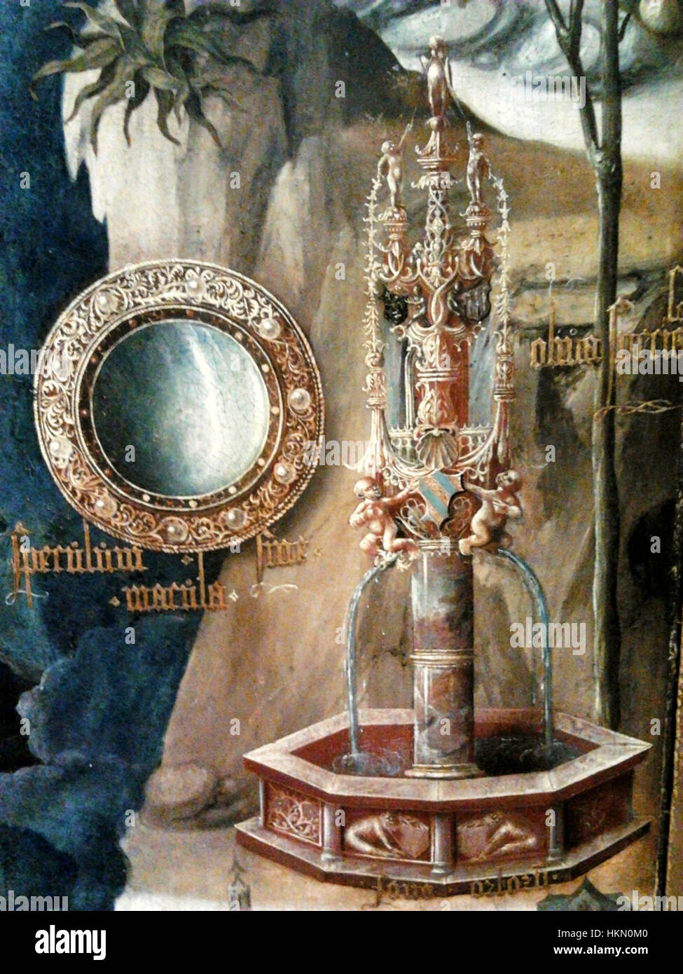 A detailed view of 'Immaculate Conception,' a painting by Isenbrant ...