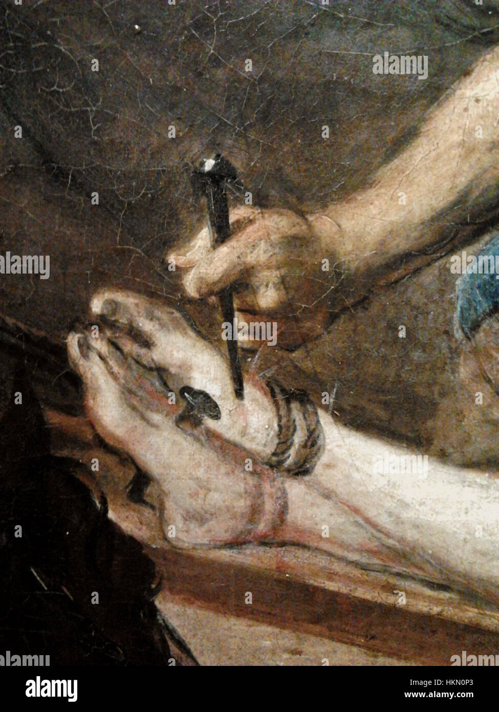 The painting 'Jesus Being Nailed to the Cross' by Willmann shows a ...