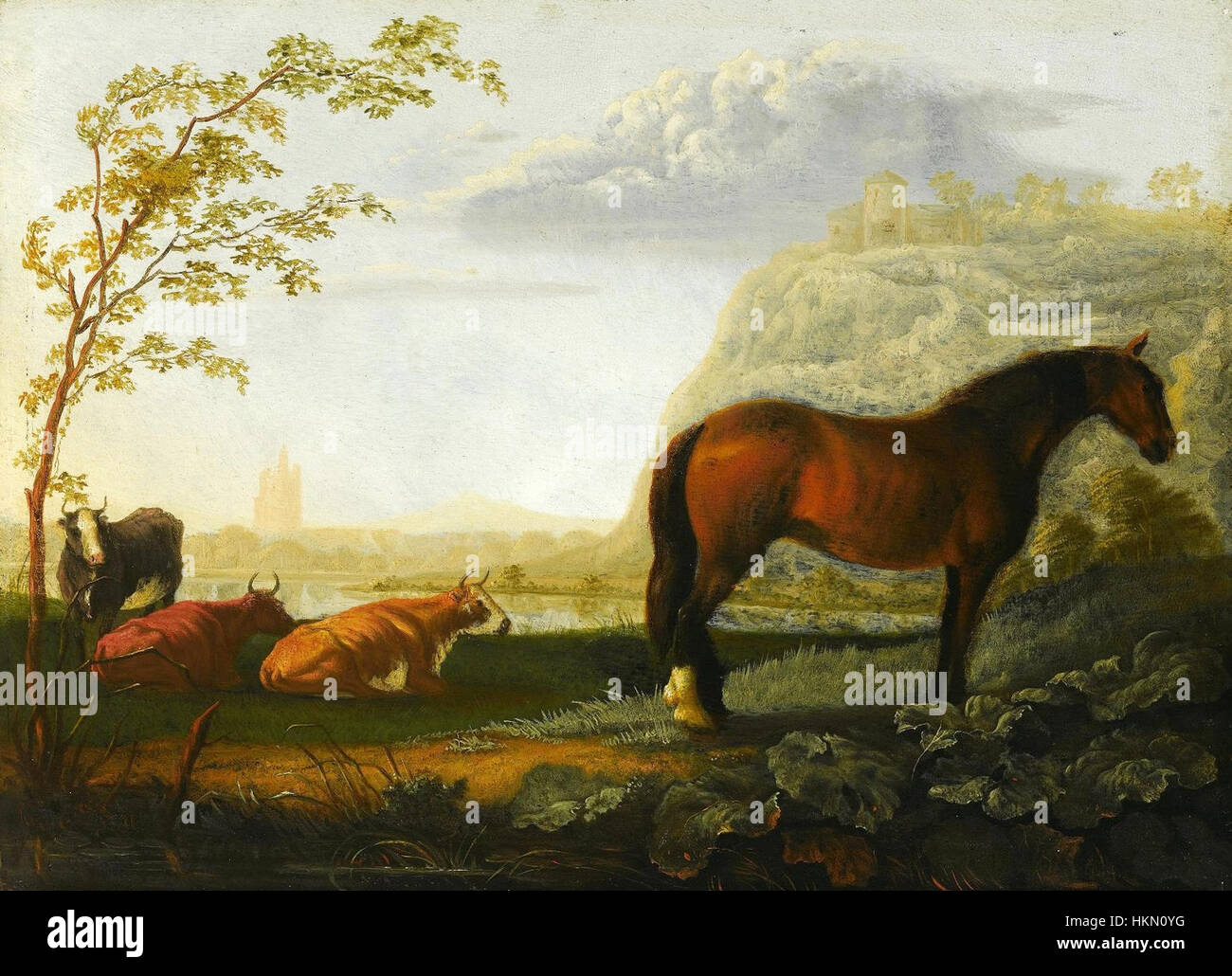 'Cuyp Horse and Cattle on a Pasture' is an oil painting by Aelbert Cuyp ...