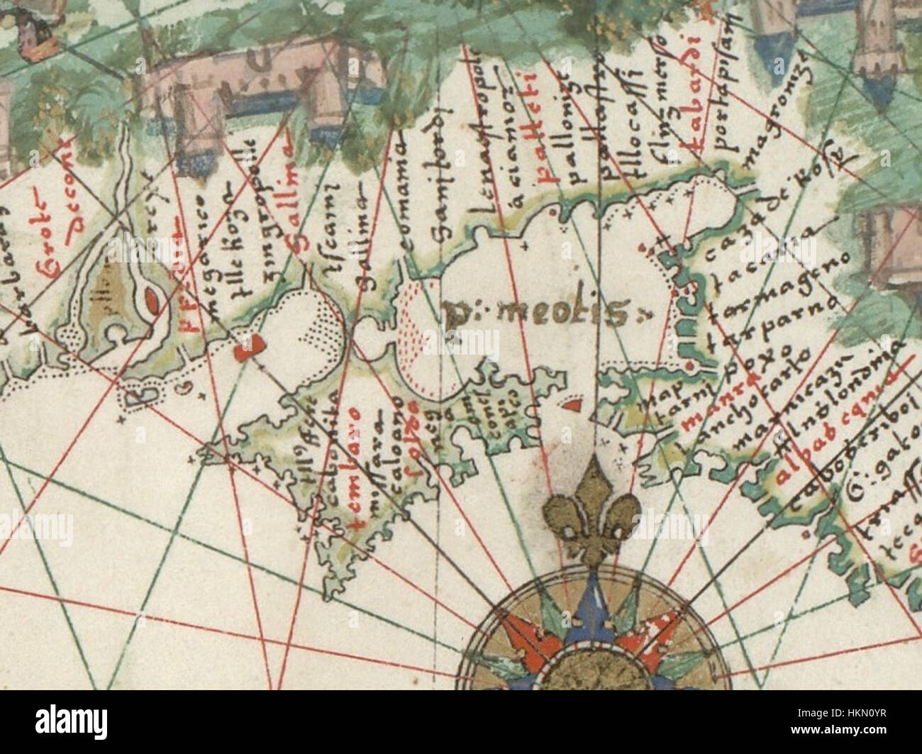 This portolan atlas, created in Dieppe in 1547, provides a detailed ...
