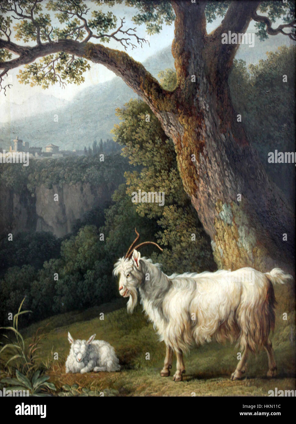 'Ziege und Lamm' by the German artist Hackert depicts a pastoral scene ...