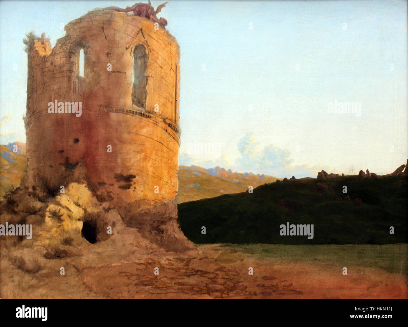 'Turmruine mit Drachen' by Blechen is a historical painting from 1827 ...