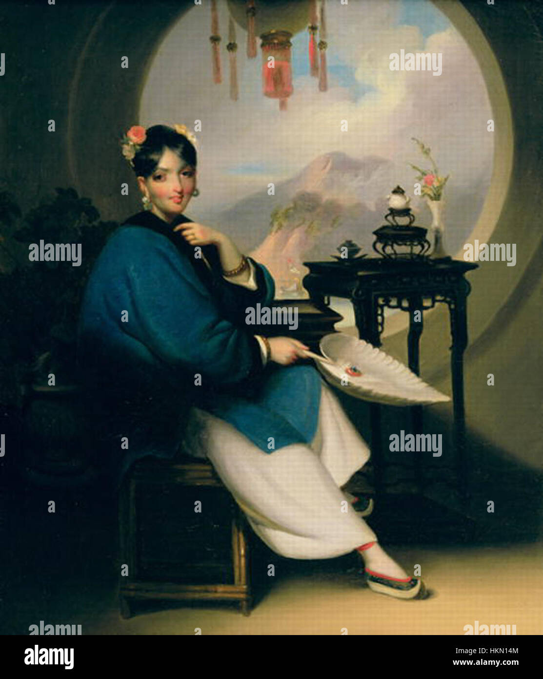 This painting by George Chinnery features a Geisha Girl, capturing the ...