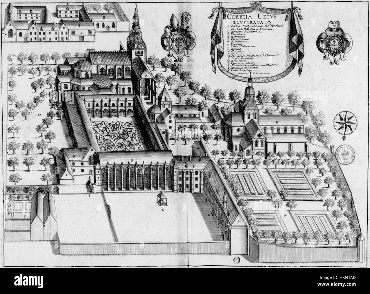 This 1677 painting of the Abbey of Corbie in France depicts the ...