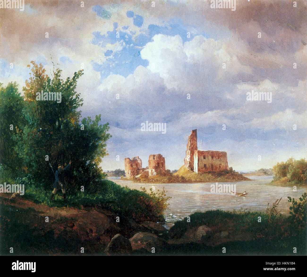 An oil painting by Gerson depicting the historical ruins of Trakai ...