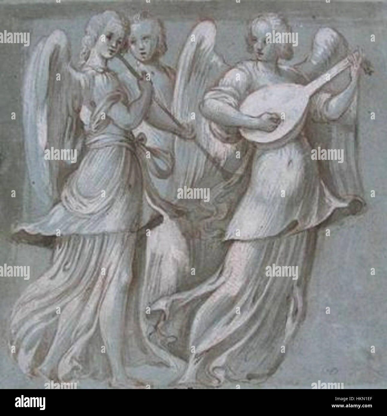 This painting from Treviso depicts angels playing musical instruments ...