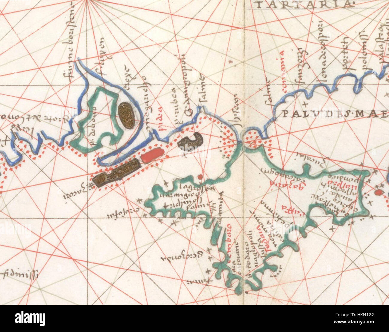 Battista Agnese's 'Portolan Atlas' from circa 1540 includes a detailed ...