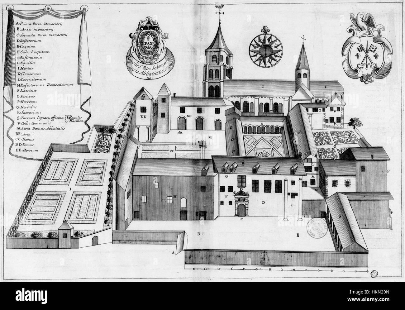 The Abbaye Saint-Pierre de Solesmes, depicted in the Monasticon ...