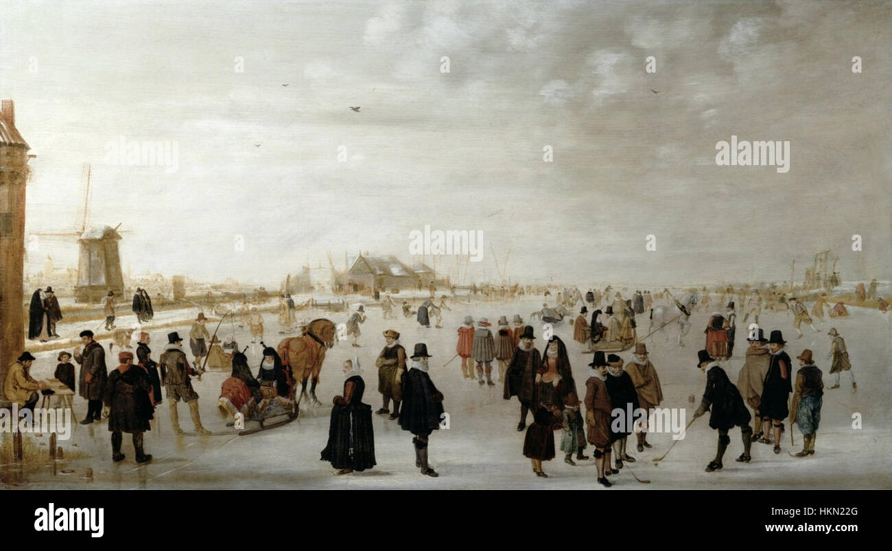 Hendrick Avercamp's 'Winter Landscape on the River Ijesel' (ca. 1615) showcases a frozen Dutch ...
