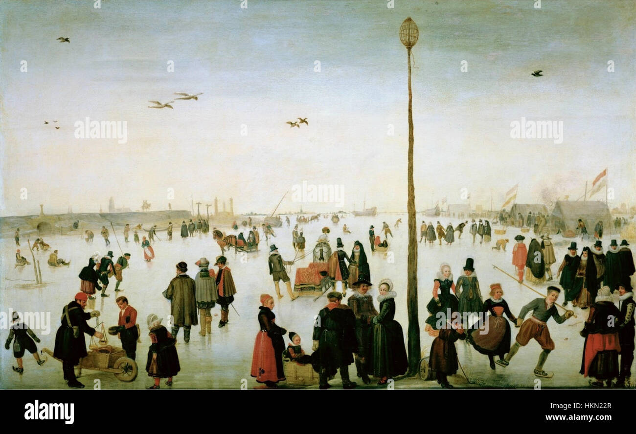 Hendrick Avercamp’s 'Winter Landscape with a Frozen River and Figures ...