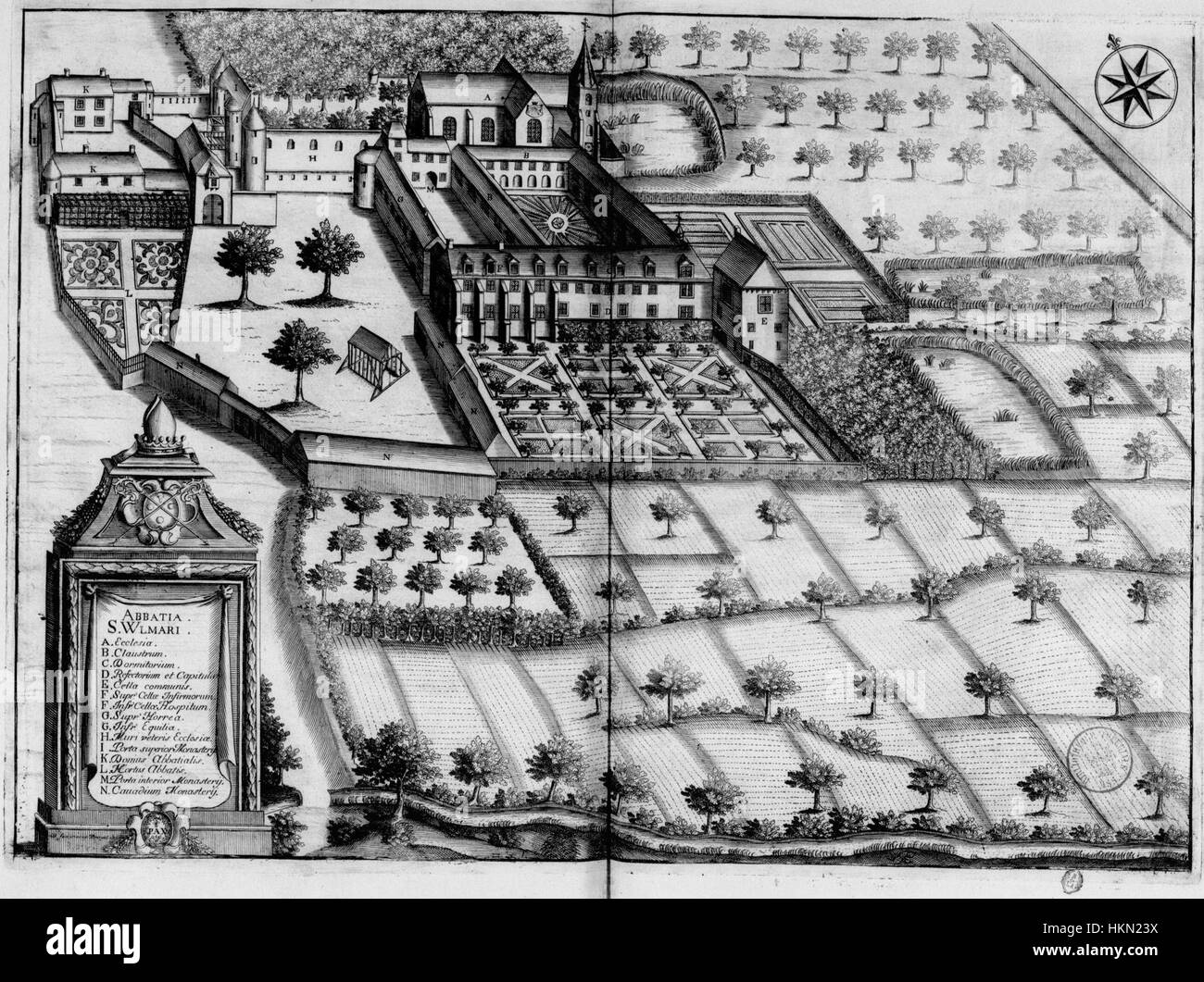The 'Abbaye Saint-Vulmer de Samer' is depicted in this illustration ...