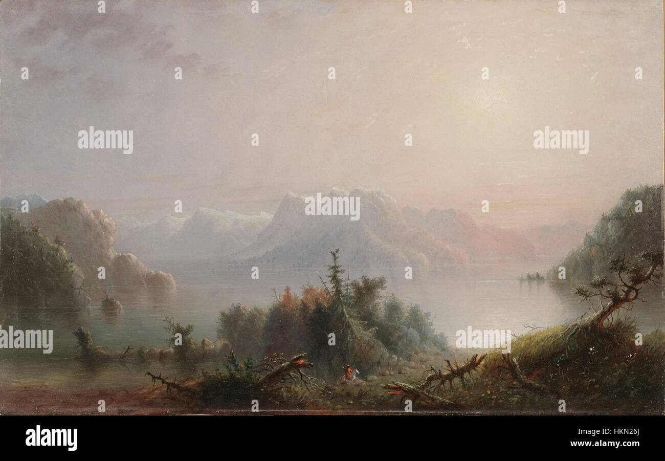 Alfred Jacob Miller's painting 'The Lake Her Lone Bosom Expands to the ...