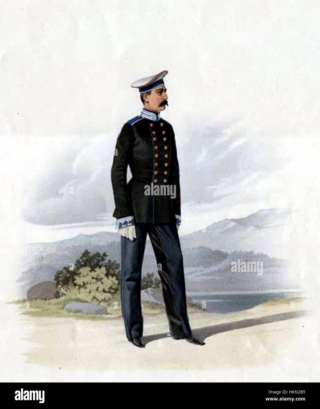 This historical painting depicts the evolution of uniforms and ...