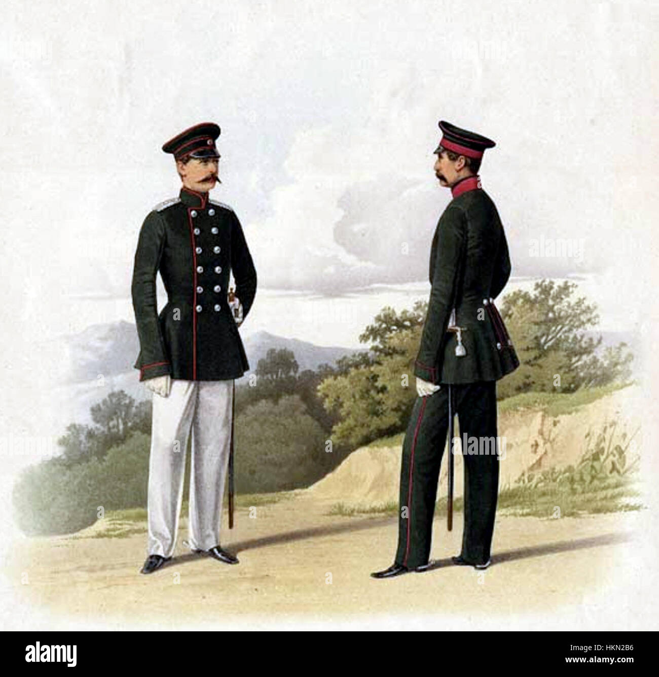 This artwork depicts the evolution of uniforms and armament of the ...