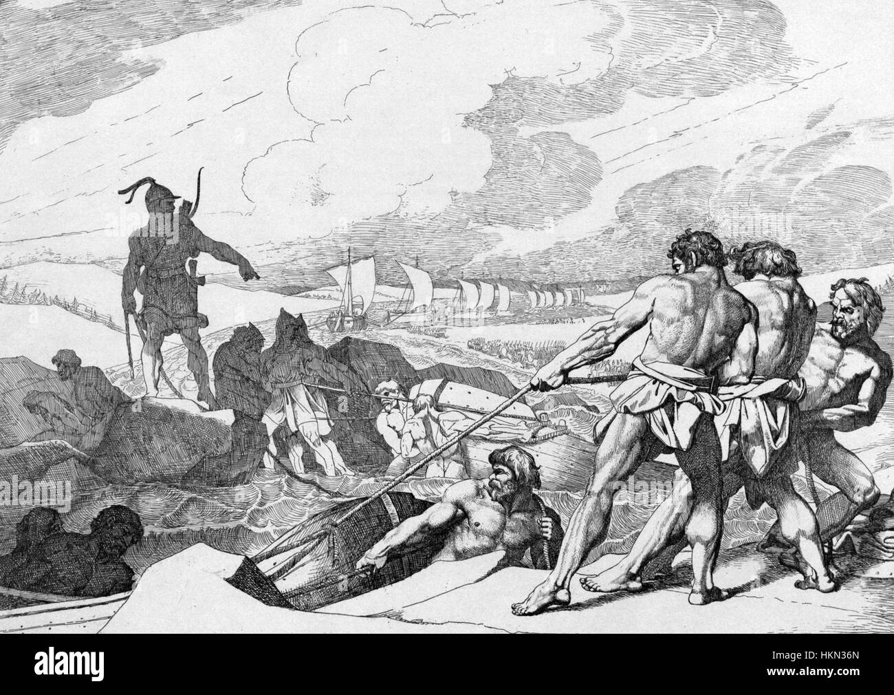 This artwork, 'Pokhod Olega v Tsargrad,' depicts the legendary Viking ...