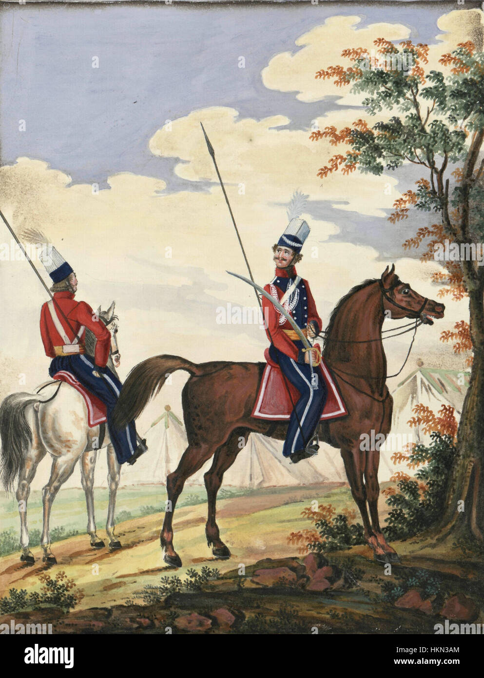 A historical artwork documenting the Chuguev Uhlan Regiment ...