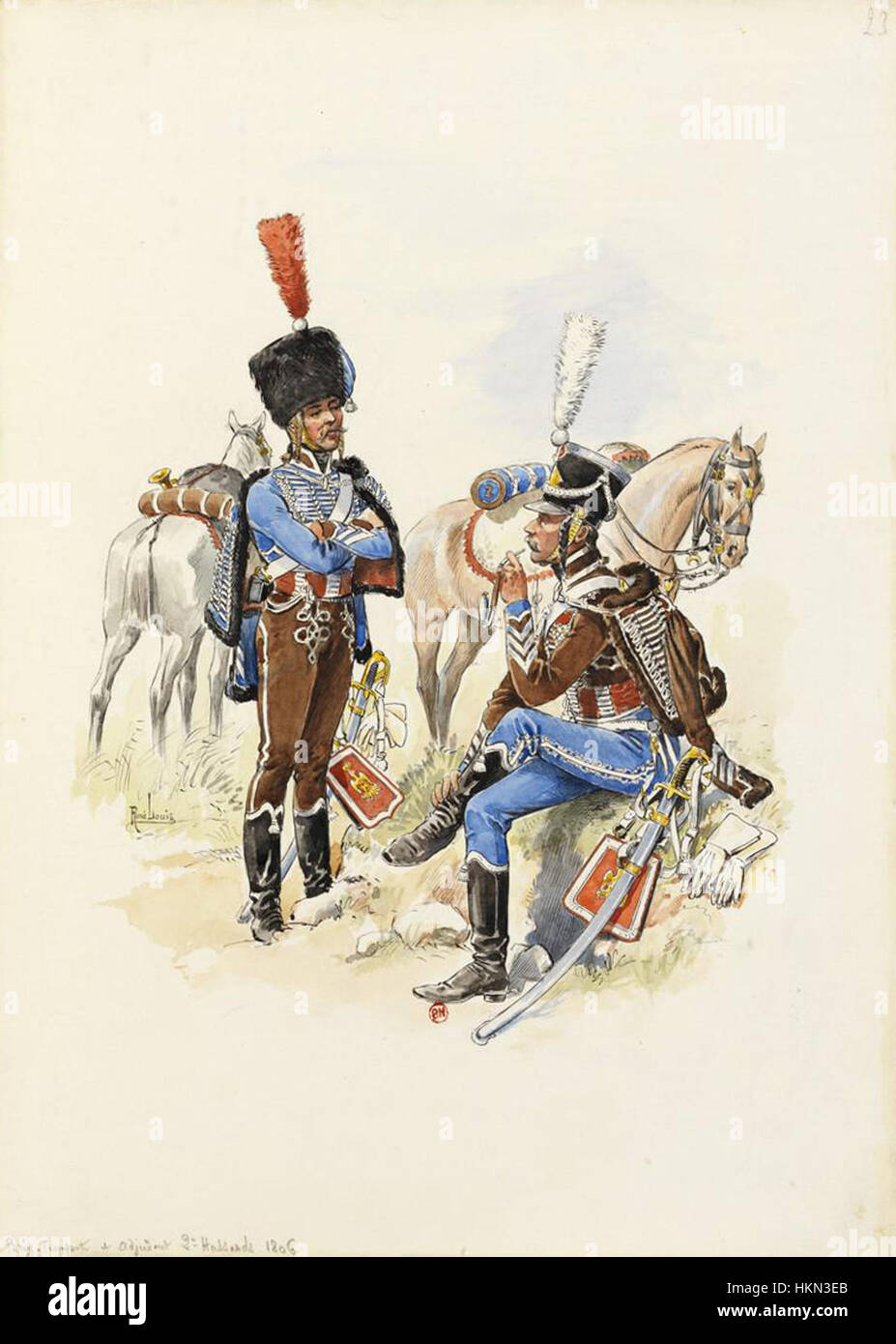 This 1806 painting depicts a Brigadier-Trompette and an Adjutant from ...
