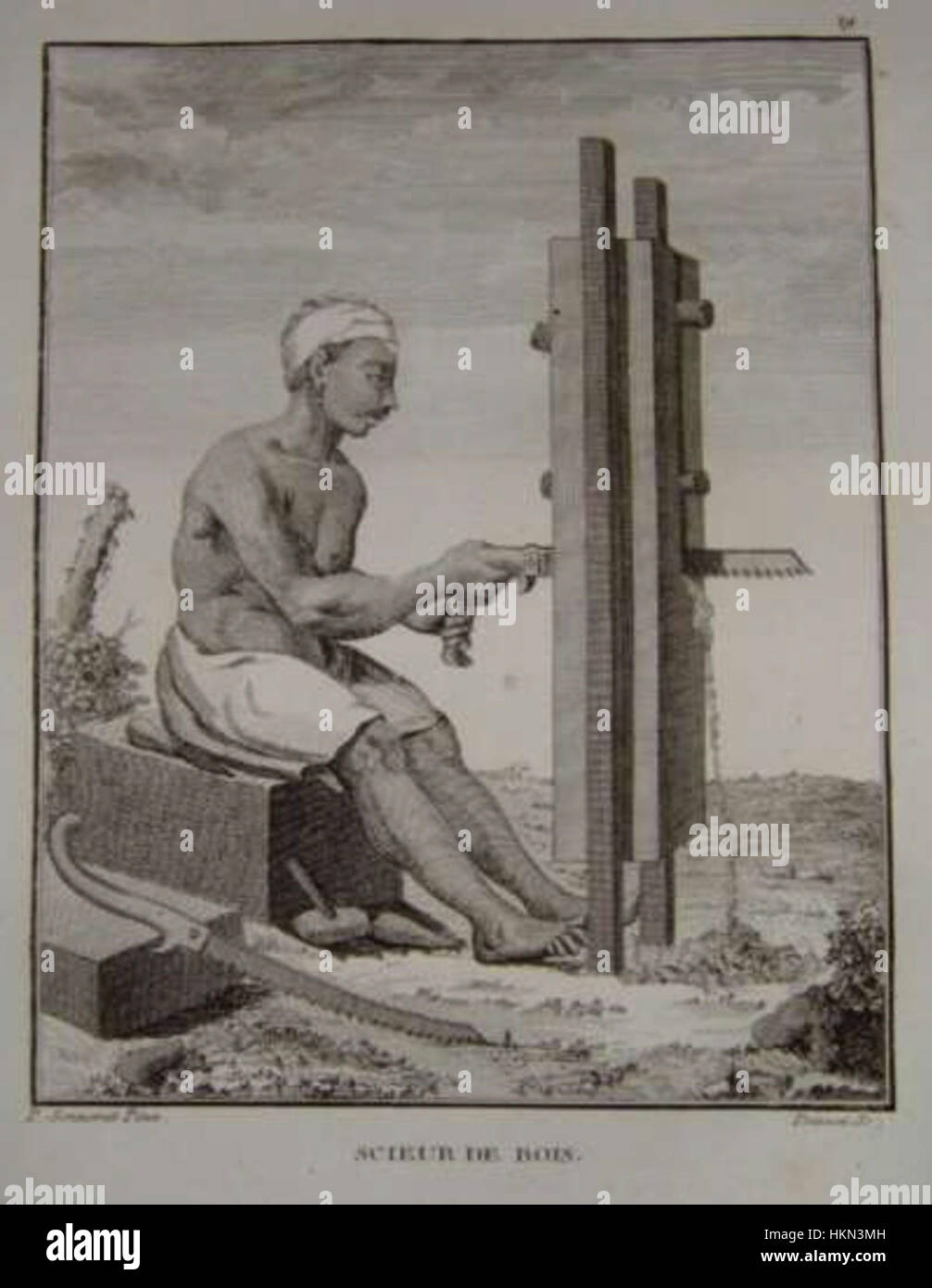 This painting, titled 'A Wood-Sawyer,' depicts a working-class ...